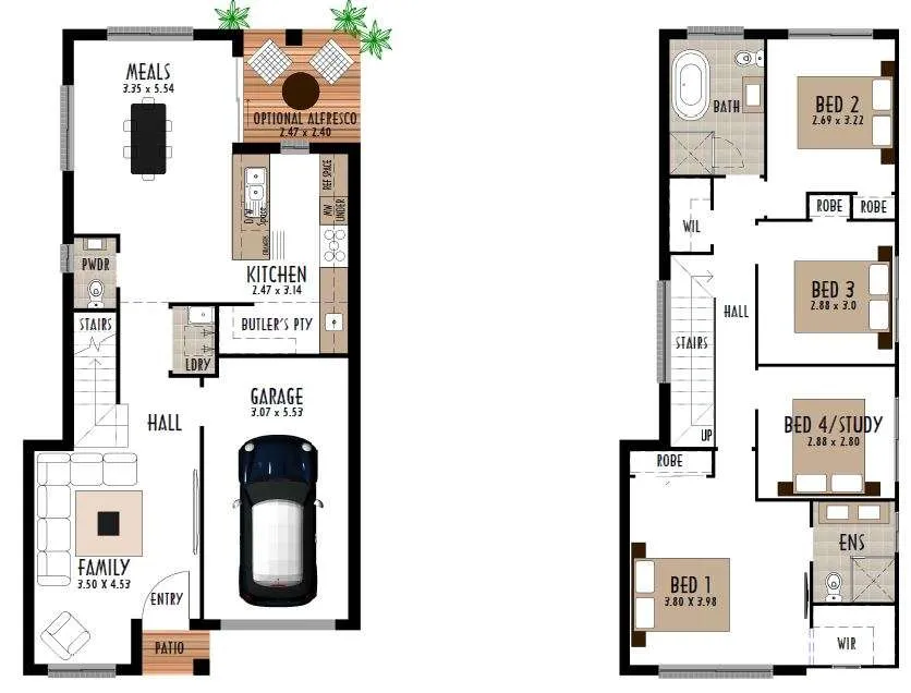 Dove House Design & Double Storey Floor Plan